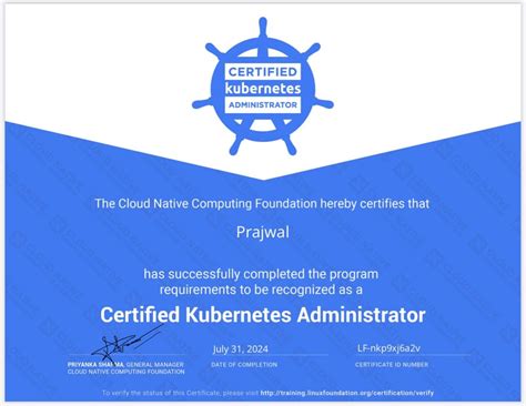 Prajwal On Linkedin Cka Kubernetes Cloudcomputing Devops Certification Techachievement