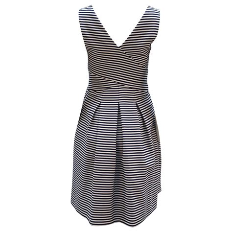 Halston Heritage Robe Sans Manches à Rayures En Polyester Imprimé Bleu