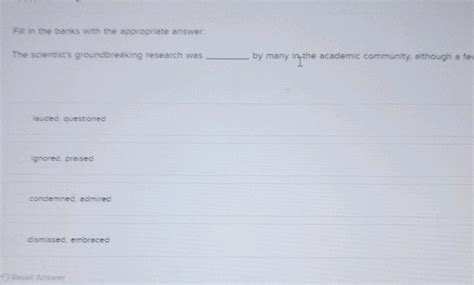 Fill In The Banks With The Appropriate Answer StudyX