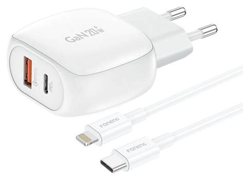 Foneng EU41 Lader USB C Og USB A Kabel 20W Hvit 189 Kr Gratis Frakt