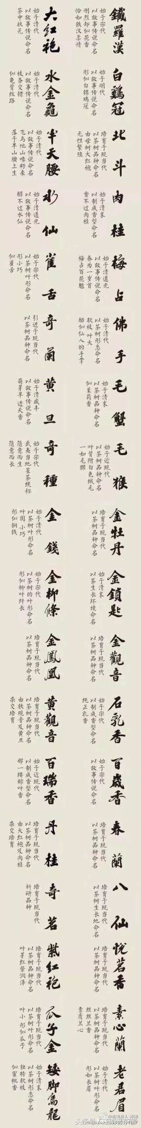 一张图看懂武夷岩茶品种