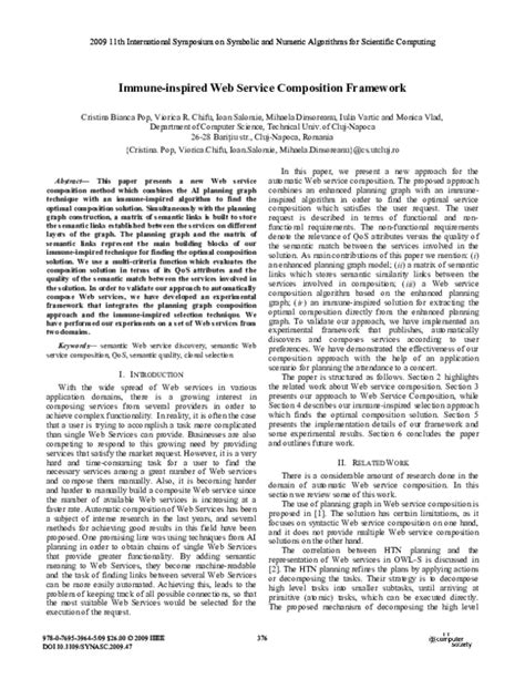 Pdf Immune Inspired Web Service Composition Framework