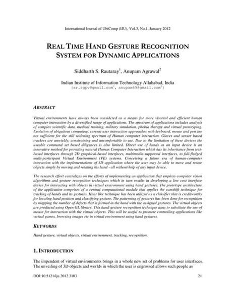 Real Time Hand Gesture Recognition System For Dynamic Applications Pdf