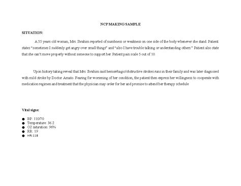 Nur 092 Ncp Making Sample Ncp Making Sample Situation A 55 Years Old