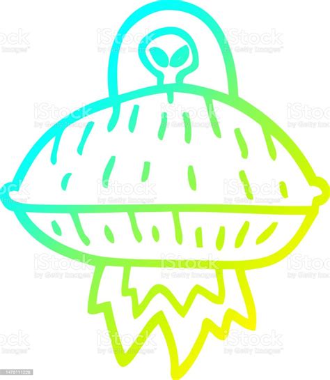 만화 외계인 우주선의 차가운 그라데이션 선 그리기 0명에 대한 스톡 벡터 아트 및 기타 이미지 0명 그라데이션 기이함 Istock