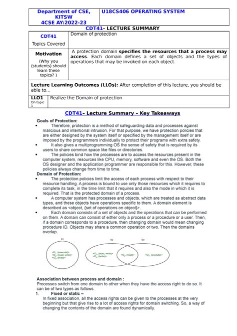 Operating Systems 10 Notes Department Of CSE KITSW 4CSE AY 2022