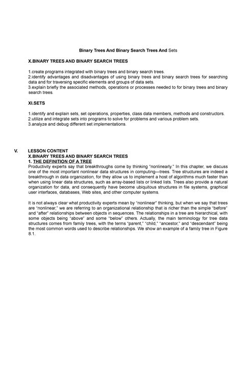 Binary Trees And Binary Search Trees And Sets 2 Advantages And