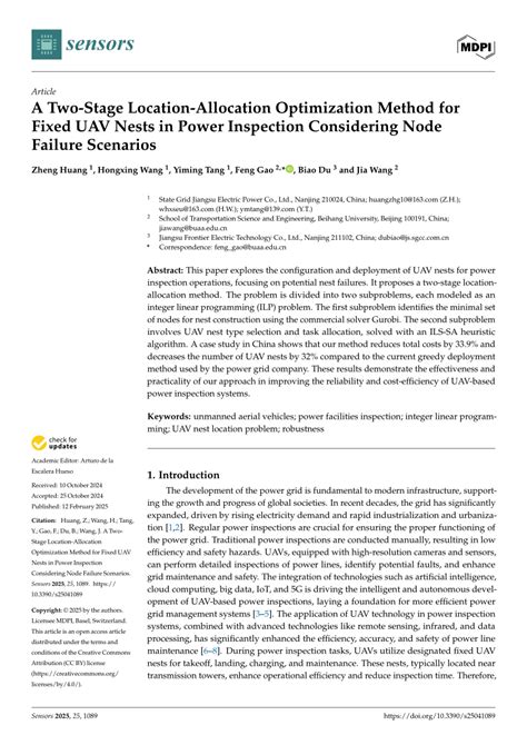 Pdf A Two Stage Location Allocation Optimization Method For Fixed Uav Nests In Power