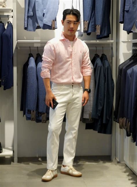 남자 린넨 핑크 셔츠 코디 분홍 셔츠 스타일링은 이렇게 네이버 블로그