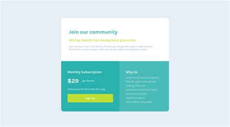 Frontend Mentor Single Price Grid Component With Css Flex Css Grid