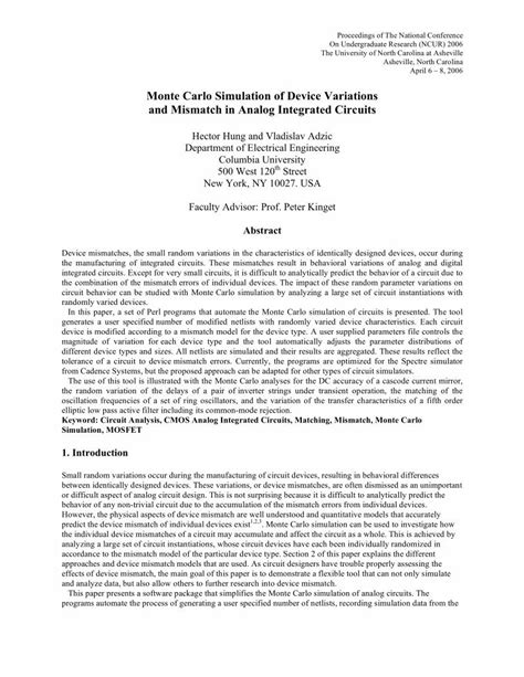 pdf monte carlo simulation of device variations and mismatch