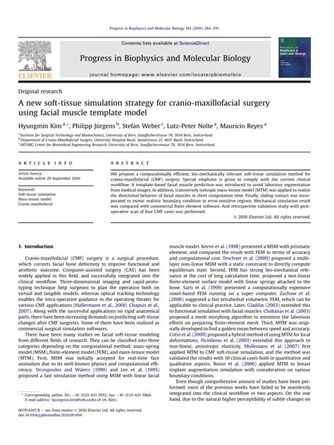 Pdf A New Soft Tissue Simulation Strategy For Cranio Maxillofacial