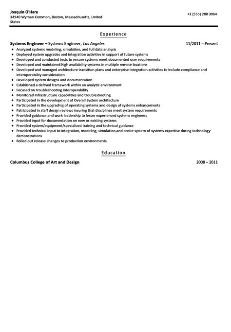 Systems Engineer Resume Sample Velvet Jobs