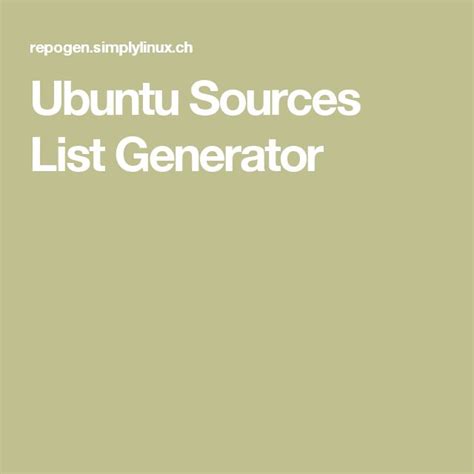 Ubuntu Sources List Generator Informatique
