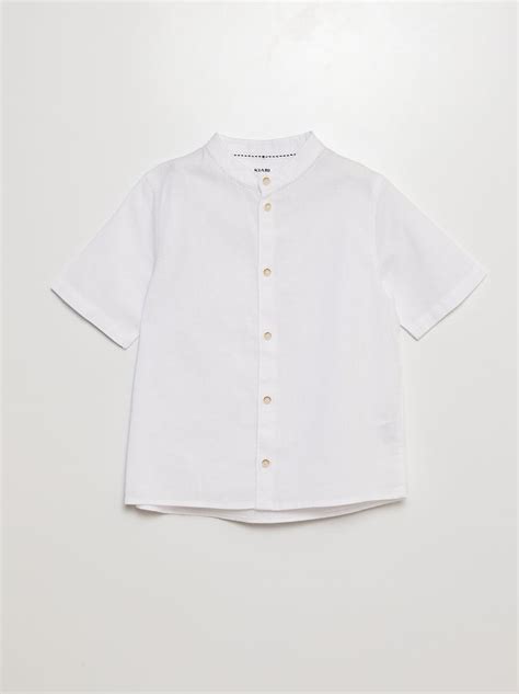 Camicia Con Collo Alla Coreana E Maniche Corte Bianco Bambino 9