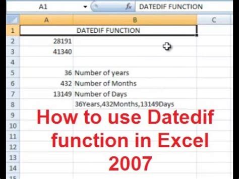 How To Use Datedif Function In Excel YouTube