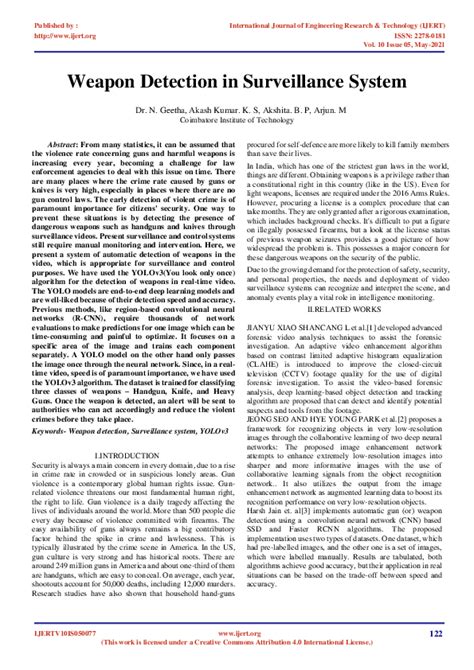 pdf ijert weapon detection in surveillance system