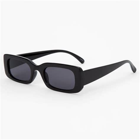 Black Rectangular Retro Sunglasses Kleding