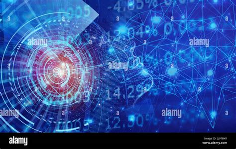 Robot Brain Computing Data In Cyberspace Cloud Computing Processing
