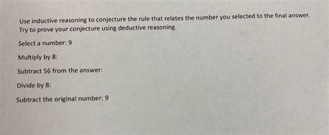 Solved Use Inductive Reasoning To Conjecture The Rule That