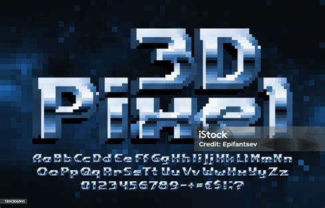 3d 픽셀 알파벳 글꼴 디지털 문자 숫자 및 문장 부호 0명에 대한 스톡 벡터 아트 및 기타 이미지 0명 1980 1989