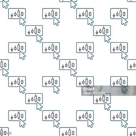 Mouse Cursor On Candlestick Chart Vector Outline Seamless Pattern Stock