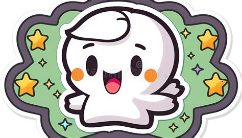 Kawaii Ghost Sticker Made With Generative Ai Stock Illustration