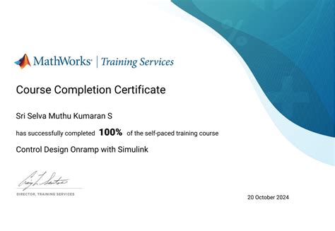 Sri Selva Muthu Kumaran S On Linkedin Ive Just Completed The Matlab Control Design Onramp With