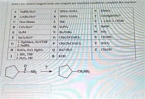 Solved Texts Select The Correct Reagent Only One Reagent Per