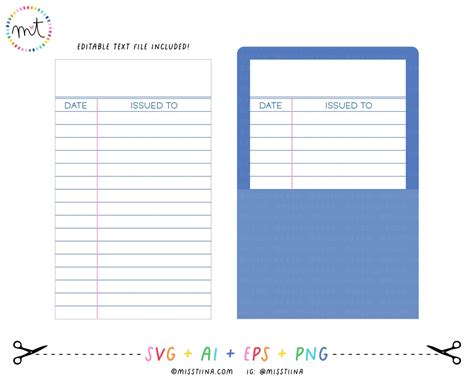 Miss Tiina Svg Cutting Files Library Card And Pocket Svg