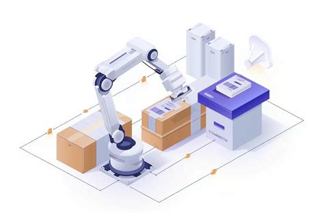 Premium Photo Isometric Robot Automation Composition With Robotic Arm