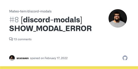 Discord Modals Showmodalerror · Issue 8 · Mateo Temdiscord Modals · Github