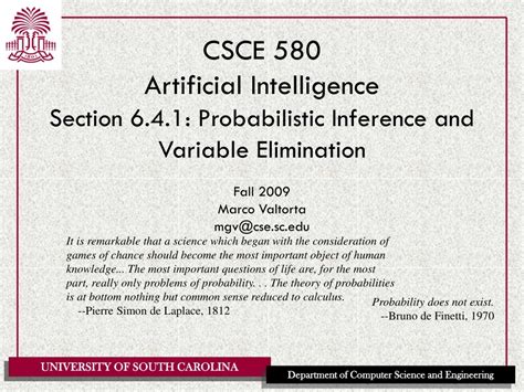PPT Probabilistic Inference And Variable Elimination In Artificial