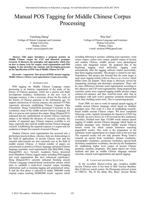 Pdf Manual Pos Tagging For Middle Chinese Corpus Processing