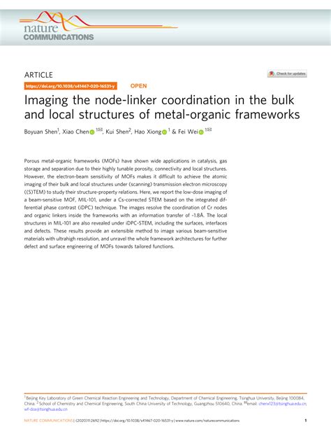Pdf Imaging The Node Linker Coordination In The Bulk And Local Structures Of Metal Organic