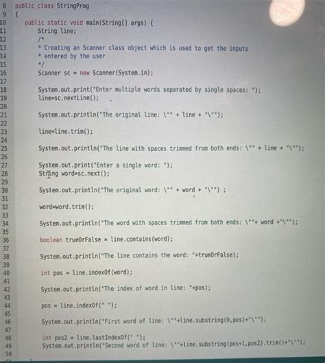 solved 8 public class stringprog 9 { 10 public static void main string[] 1 answer