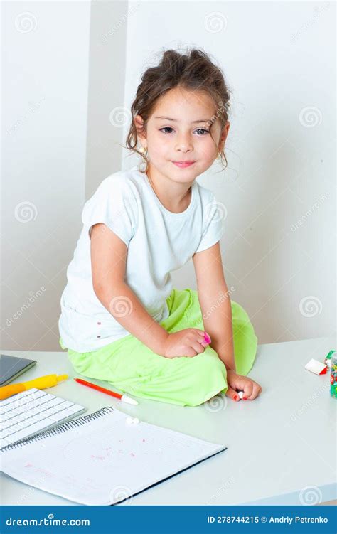 Little Happy Girl In Computer Science Class Stock Image Image Of Information Home 278744215