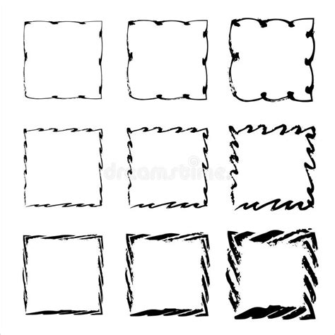 Set Of Grunge Square Black Square Shape Borders Set Of Design Elements Stock Vector