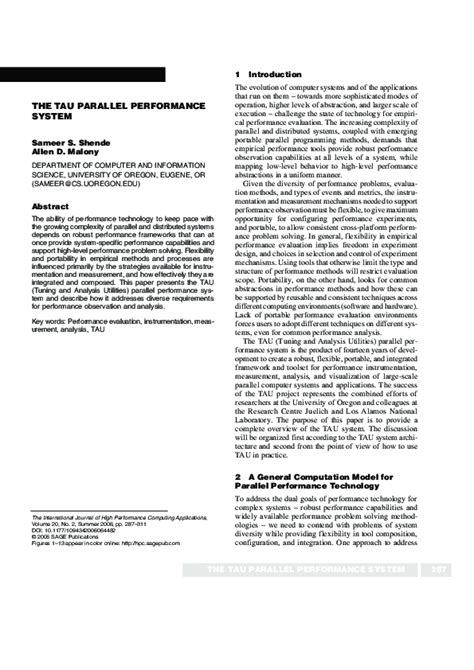 Pdf The Tau Parallel Performance System