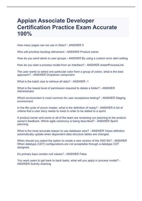 Appian Associate Developer Certification Practice Exam Accurate 100 Appian Analyst Stuvia Us