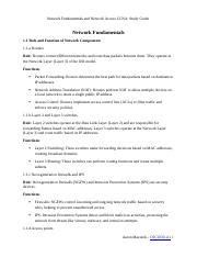 CCNA Network Fundamentals Study Guide Course Hero