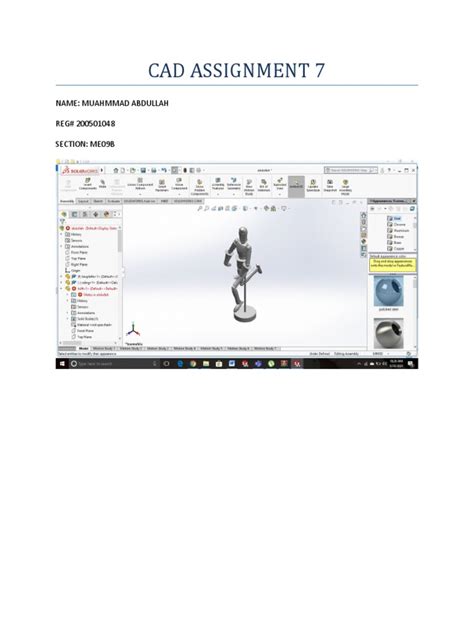 Cad Assignment 7 Name Muahmmad Abdullah Reg 200501048 Section Me09b