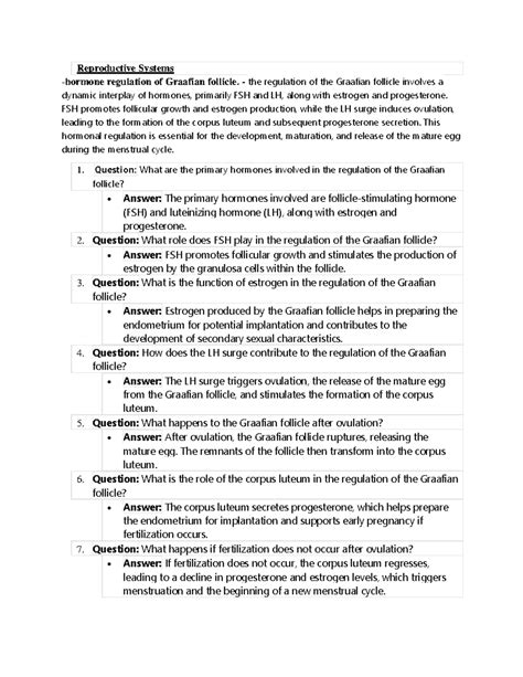 Mohawk PN SEM Anatomy Final Exam Review Reproductive Systems Hormone Regulation Of