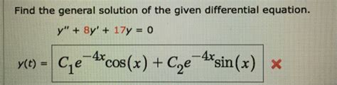 Solved Find The General Solution Of The Given Differential