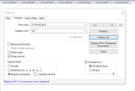 notepad merge all lines into one and add a specific character
