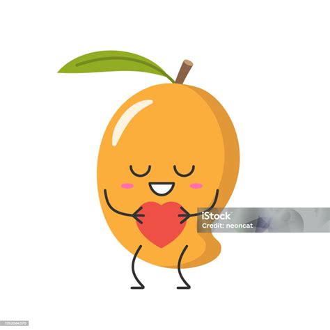 망고 캐릭터 만화 사랑 기호 하트 좋아하는 육즙 열대 과일 색상 오렌지 행복 감정 웃는 얼굴 아이콘 벡터 일러스트 0명에 대한 스톡 벡터 아트 및 기타 이미지 Istock