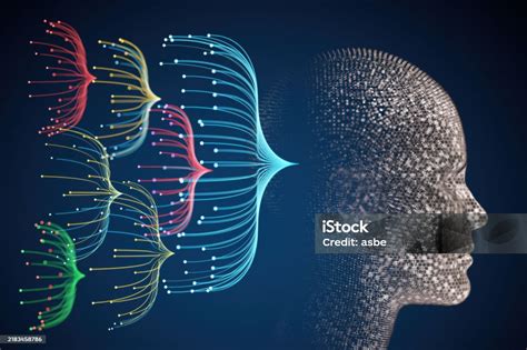 기술 및 인공 지능 또는 홀로그램 인간 머리를 사용한 신경망 개념 0명에 대한 스톡 사진 및 기타 이미지 0명 3차원 형태 가상현실 Istock