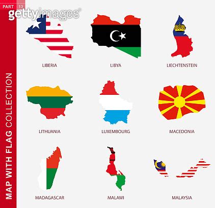 Map with flag collection nine map contour with flag 이미지 1297578305