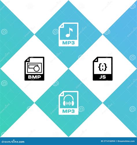 Set BMP File Document MP And JS Icon Vector Stock Vector Illustration Of Black File