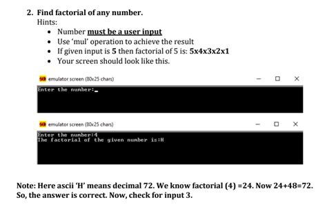 solved 2 find factorial of any number hints number must
